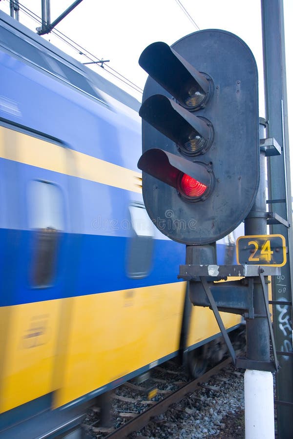 Dutch Train Passing a Red Sign Stock Photo - Image of lovely, expensive ...