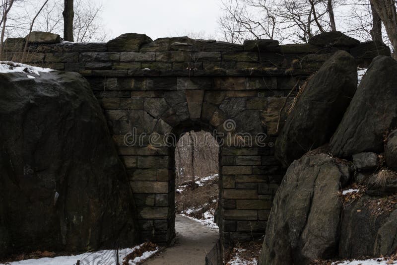 Passing Thorugh Ramble Stone Arch Stock Image - Image of clouds, city ...