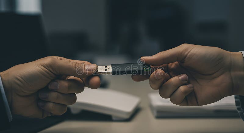 Passing Usb Drive between Two People in Office Environment Concept ...