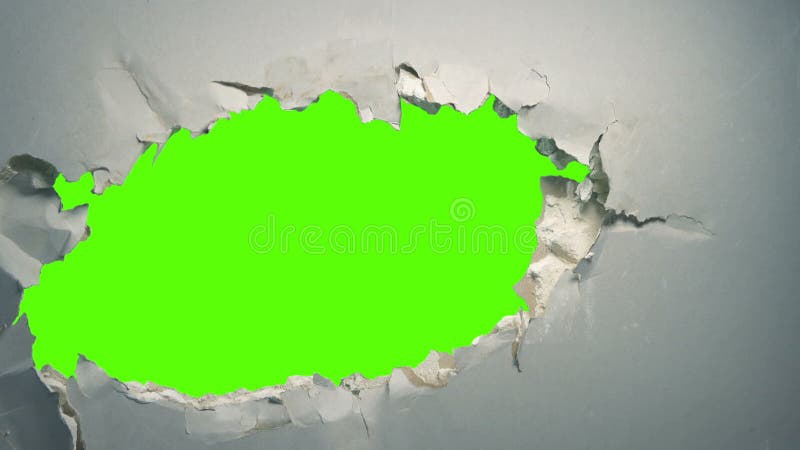 Big Hole in Wall Greenscreen Cutout Stock Video - Video of blue ...