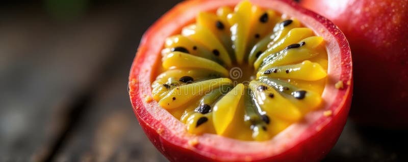 Passion Fruit Close Up, Revealing Seeds Pulp, Tropical, Still Life ...