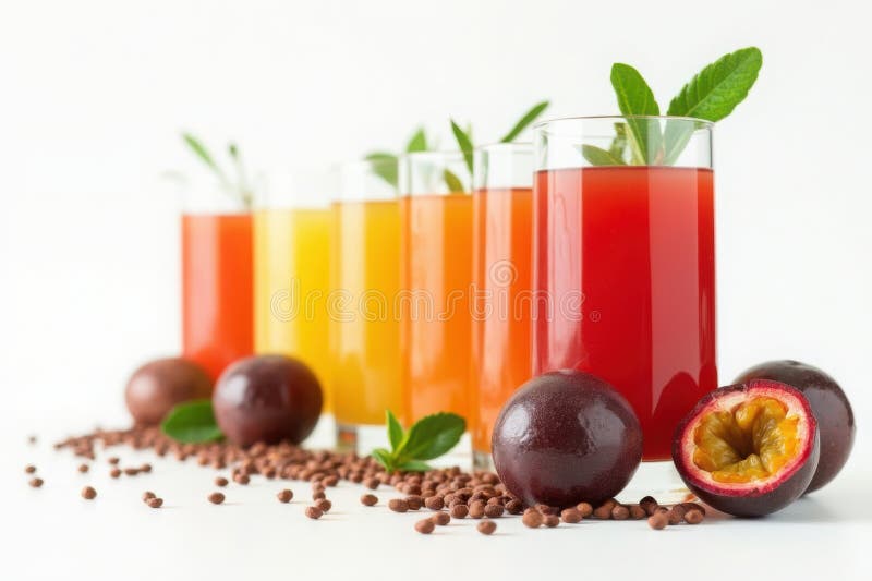 Passion Fruit Juice, a Scattering of Passion Fruit and Bubble Tea, a ...