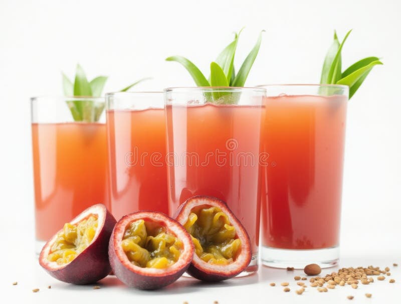Passion Fruit Juice, a Scattering of Passion Fruit and Bubble Tea, a ...