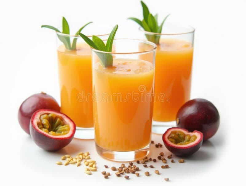 Passion Fruit Juice, a Scattering of Passion Fruit and Bubble Tea, a ...