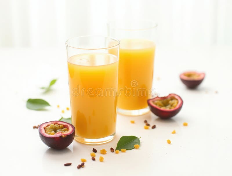 Passion Fruit Juice, a Scattering of Passion Fruit and Bubble Tea, a ...
