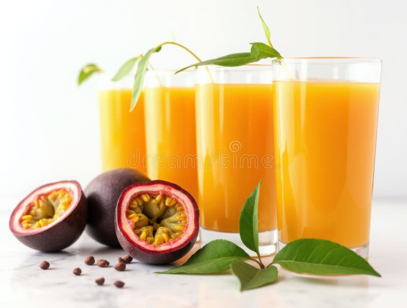 Passion Fruit Juice, a Scattering of Passion Fruit and Bubble Tea, a ...