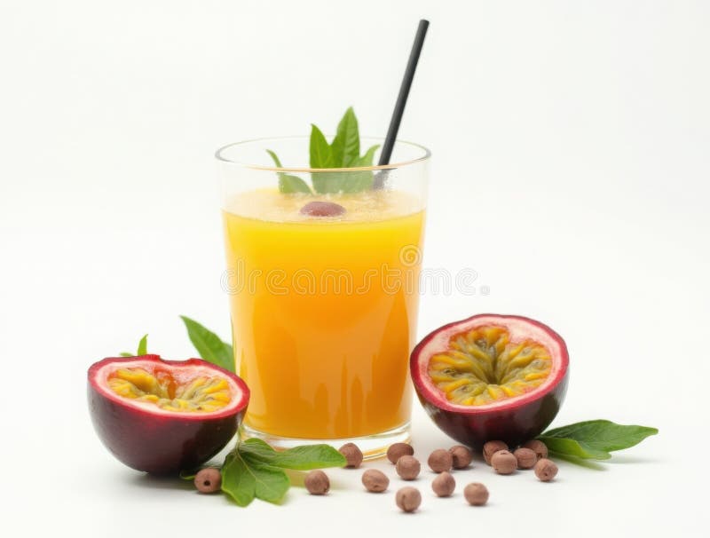 Passion Fruit Juice, a Scattering of Passion Fruit and Bubble Tea, a ...