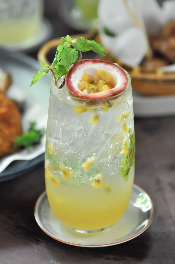 Passion Fruit Juice, Passion Fruit Soda Stock Image - Image of tonic ...