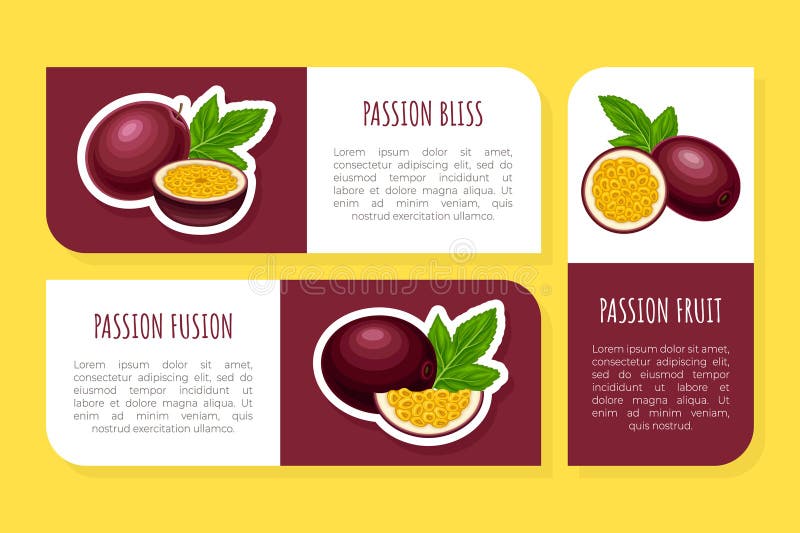 Passion Fruit Label Design with Exotic Berry Vector Template Stock ...