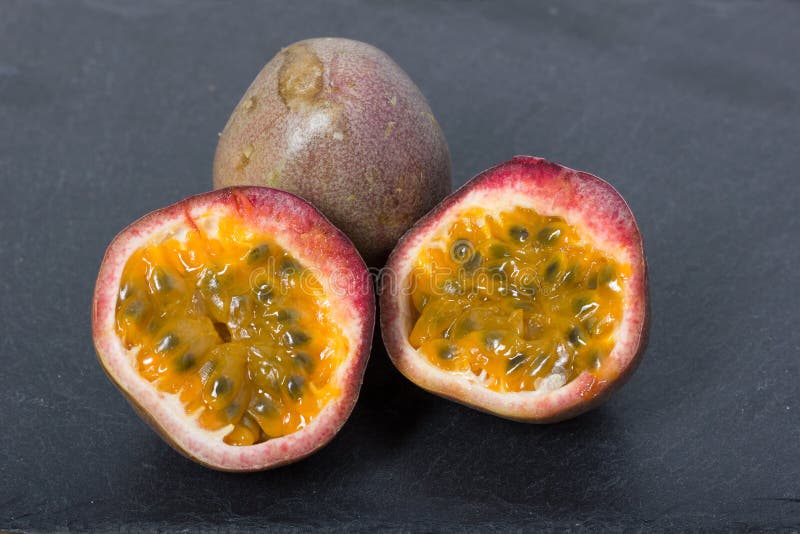 Red maracuja fruit stock image. Image of table, natural - 34660443