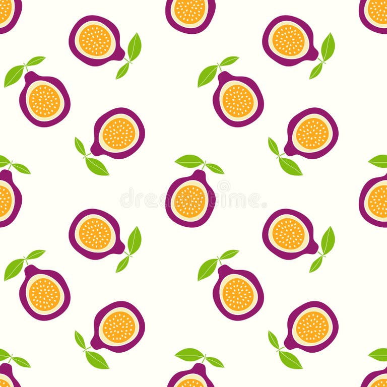 Passion Fruit Pattern with Leaves in Boho Style. Stock Vector ...