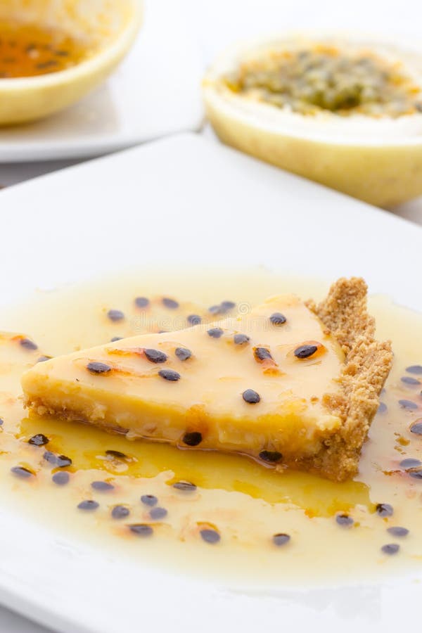 Passion fruit pie stock image. Image of cake, fruit, slice - 35603095