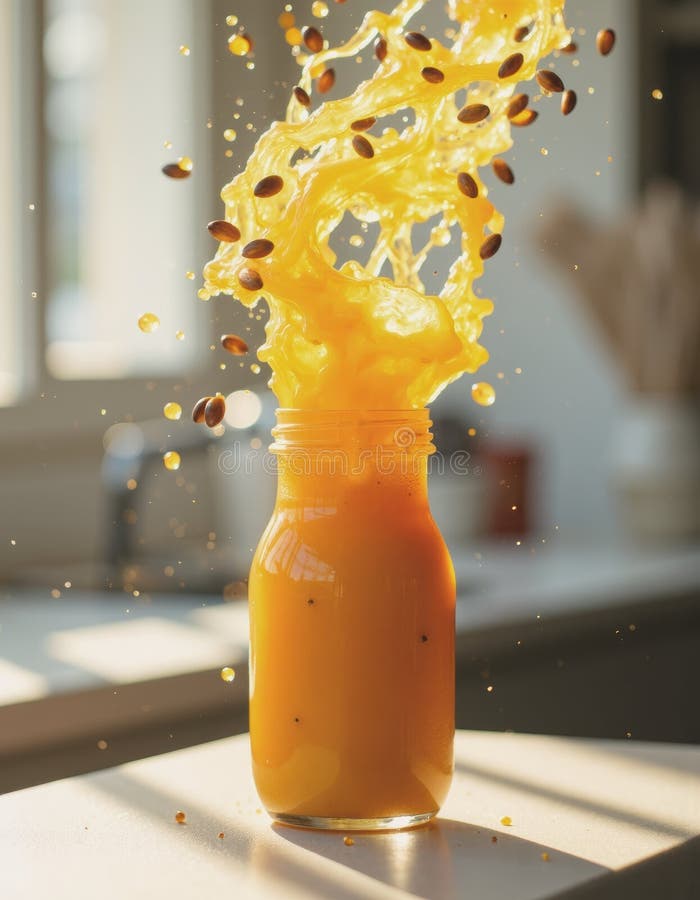 Passion Fruit Pulp Exploding with Tropical Juice Spray and Seeds Stock Photo - Image of pulp ...