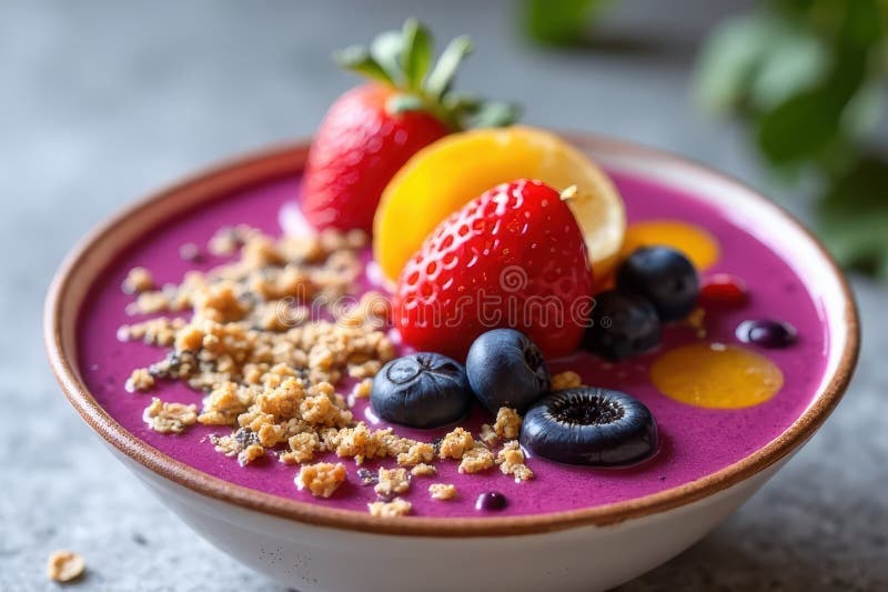 Passion Fruit Smoothie Bowl Display Stock Illustration - Illustration ...