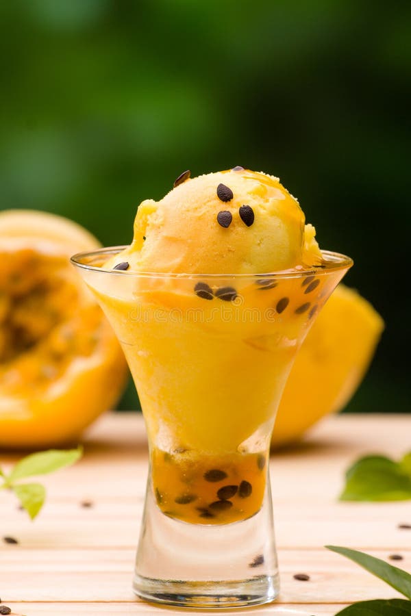 Passion fruit sorbet stock photo. Image of summer, nature - 51783398