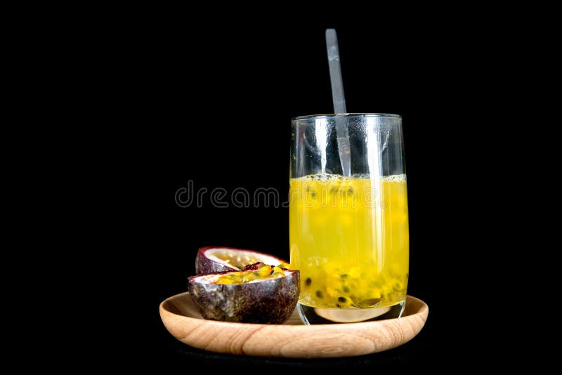 Passion Fruit Tea Made with Passion Fruit Stock Image - Image of spoon ...