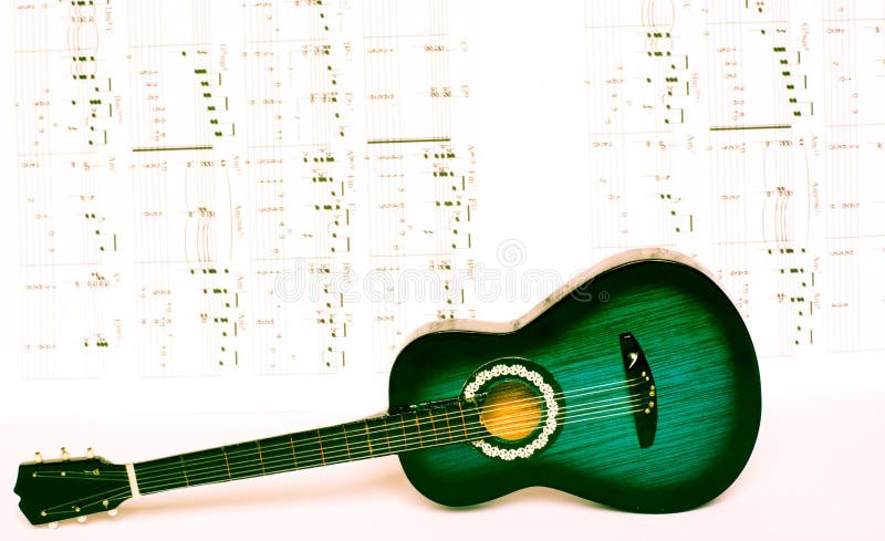 The Guitar and the Musical Notes Stock Photo - Image of nova, country ...