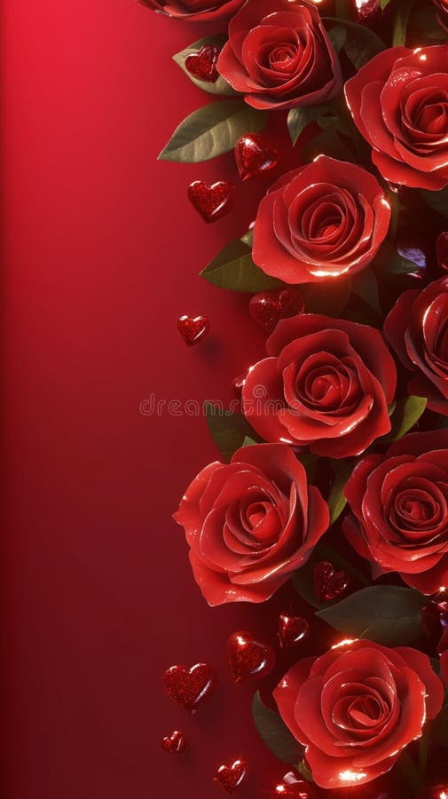 Passionate Ambiance Red Roses and Hearts on a Dark Backdrop Stock ...