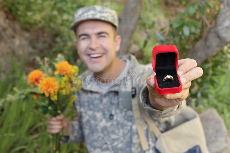 Passionate Army Soldier Coming Back Home with a Surprise Stock Image ...