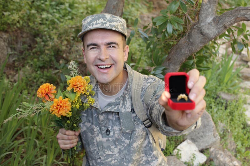 Passionate Army Soldier Coming Back Home with a Surprise Stock Photo ...