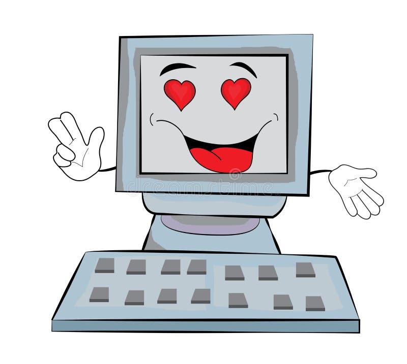 Passionate Computer Cartoon Stock Illustration - Illustration of heart ...