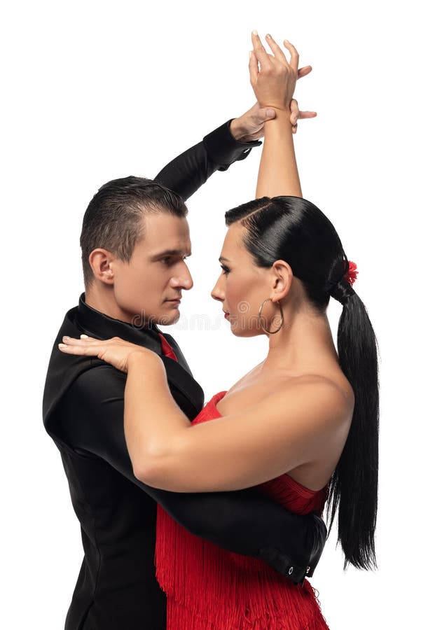 Two Passionate Dancers Performing Tango Face To Face Stock Image ...