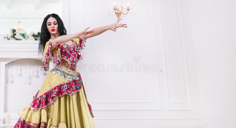 Passionate Gypsy Woman Dancing. Photo with Copy Space Stock Image ...