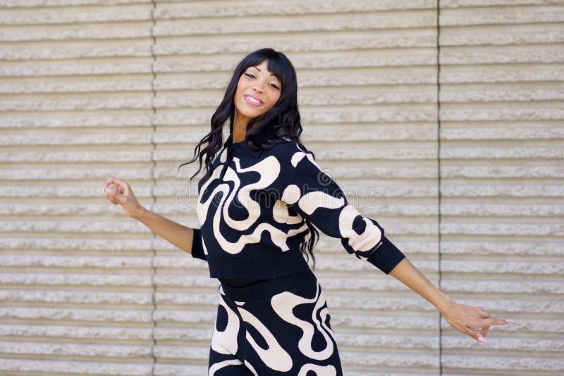 Passionate Dancer Smiling at Camera while Performing in the City Stock ...