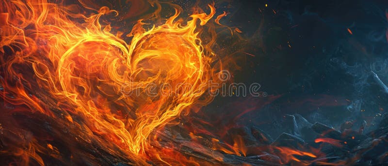A Passionate and Intense Fire Ignites the Heart Stock Illustration ...