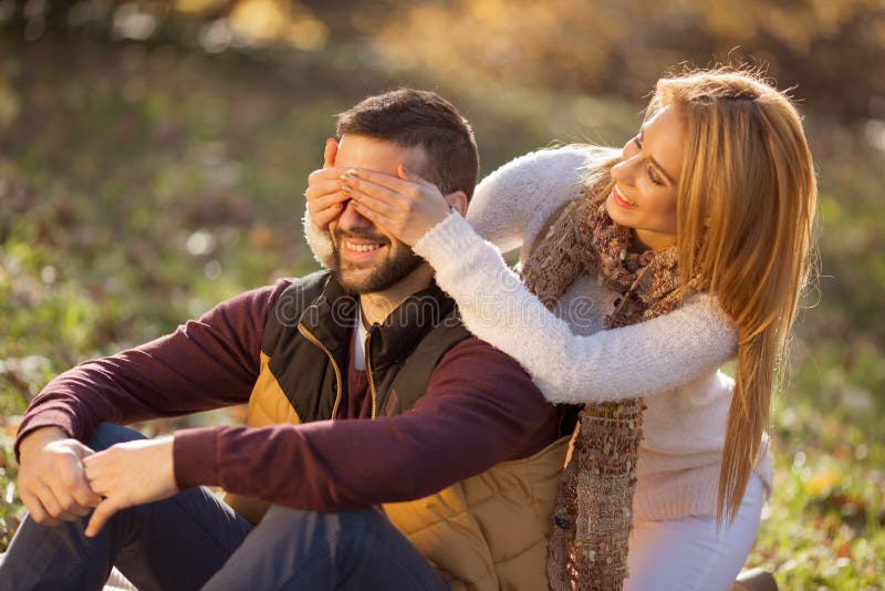 Passionate Love in the Autumn Park. a Young Couple Stock Photo - Image ...
