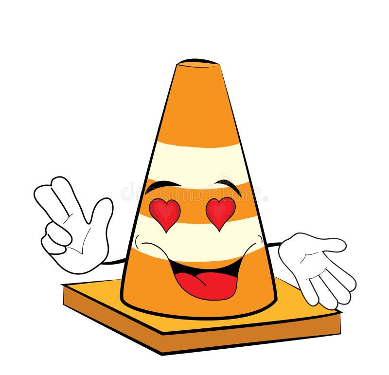 Passionate Road Cone Cartoon Stock Illustration - Illustration of ...
