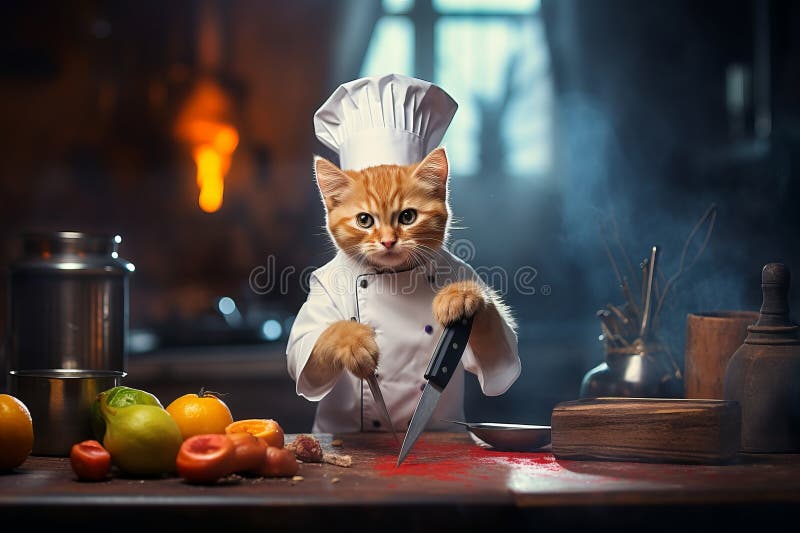 Passionate and Talented Cat Chef Cooking Delicious and Nutritious Meals ...