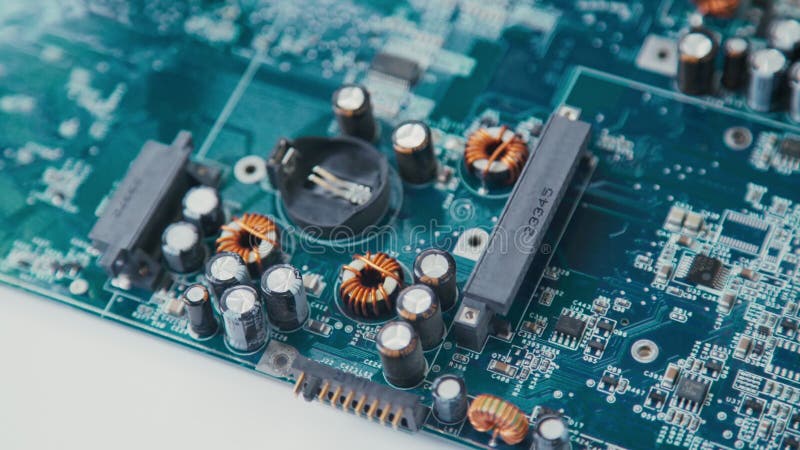 Passive Components PCB Micro: Resistors and Capacitors. Stock Footage ...