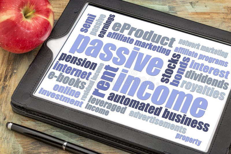 Passive Income Word Cloud on a Tablet Stock Image - Image of tablet ...