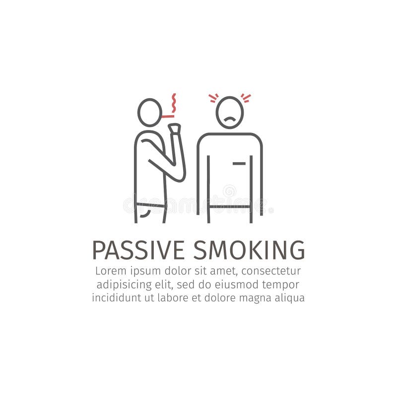 Passive smoking line icon stock vector. Illustration of silhouette ...