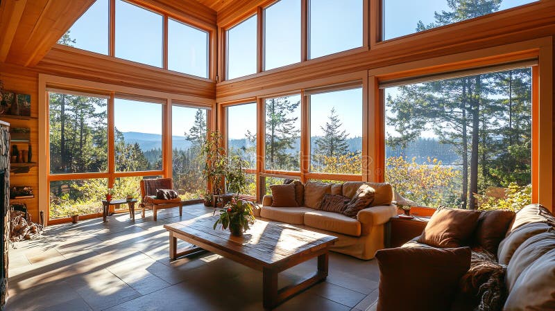 Passive Solar Design with Large South-facing Windows. Stock Photo ...