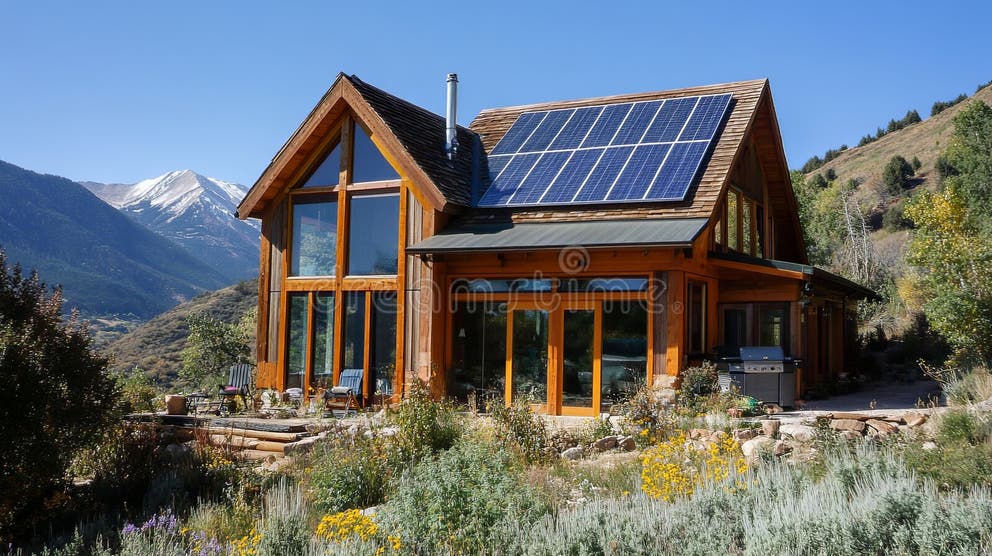 Passive Solar Design with Large South-facing Windows. Stock Image ...