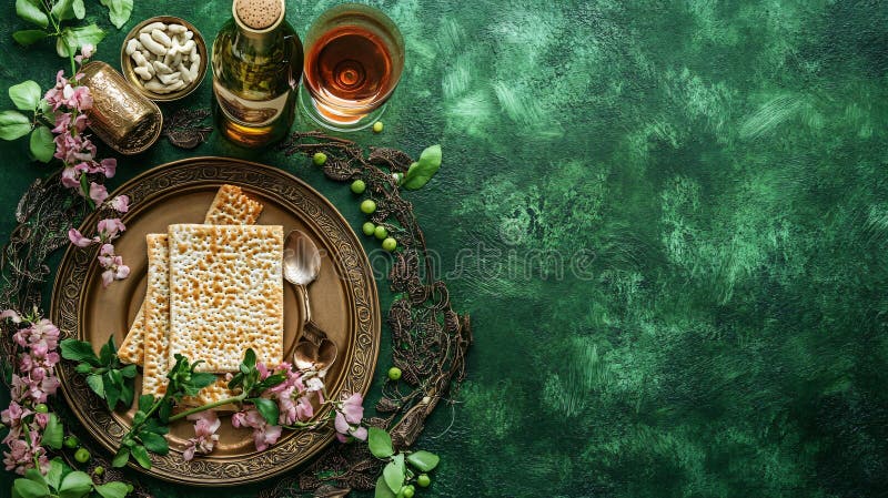 Passover Ceremonial Plate with Symbolic Items for Seder Tradition Stock ...