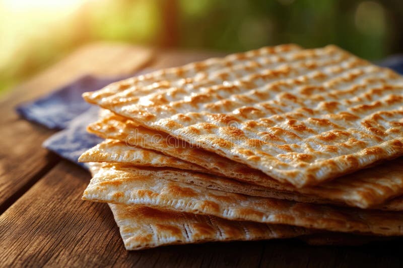 Passover Matzo Crackers on Table Stock Photo - Image of texture, flavor ...