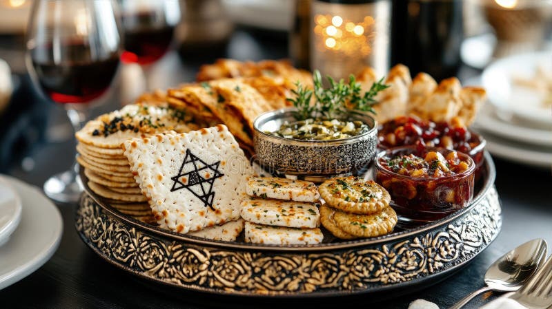 Passover Table with Star of David Stock Image - Image of plate, matzah ...