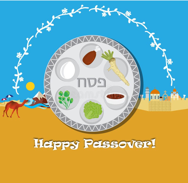 Passover Vector Card with Hebrew Text - Passover Stock Vector ...