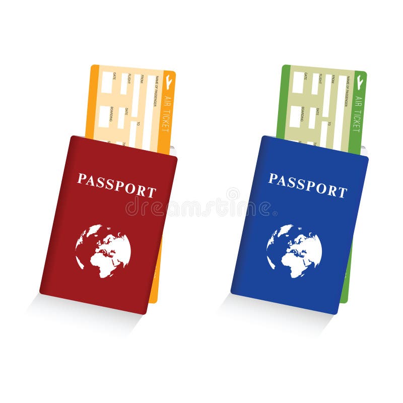 Airplane With Passport And Ticket For Background Stock Vector