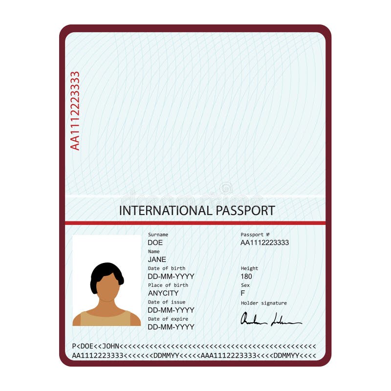 Passport with Biometric Data. Identification Document Vector Stock ...
