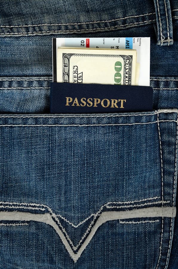 Passport with Boarding Pass and Money in Jeans Stock Photo - Image of ...