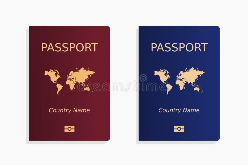 Passport Cover Design In Red And Blue Stock Vector Illustration Of