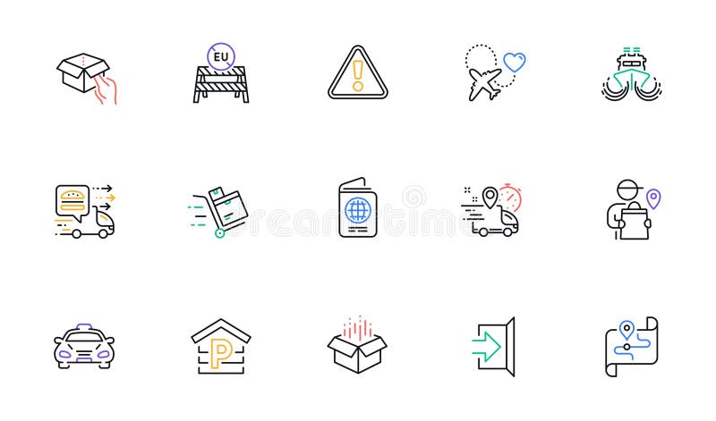 Passport, Hold Box and Exit Line Icons for Website, Printing. for ...
