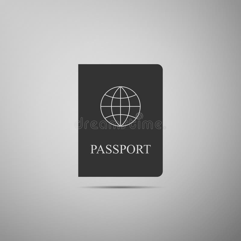 Passport icon on grey stock vector. Illustration of citizenship - 176066200