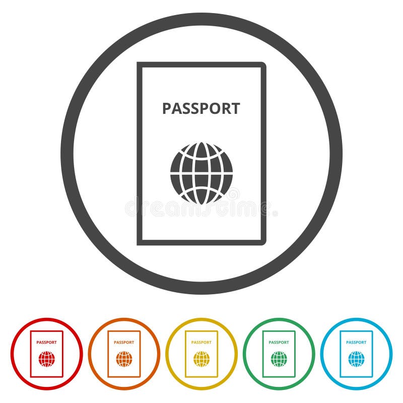 Passport Icon Illustration 6 Colors Included Stock Vector