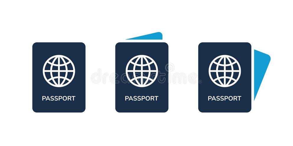 Passport Icon Set. International Passport Icon. Document Icon Stock ...