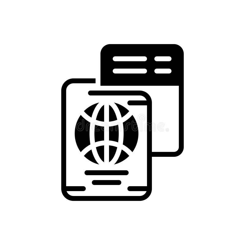 Black Solid Icon for Passport, Visa and Voyage Stock Illustration ...